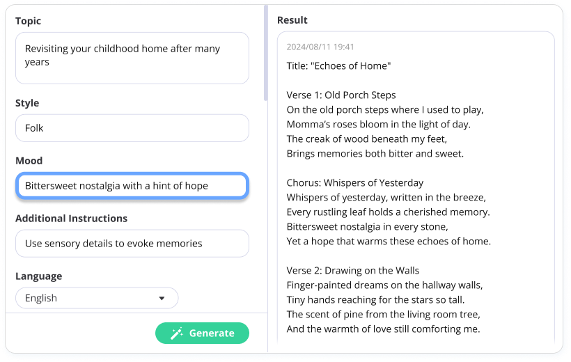 Lyrics Generator - Free AI Song Lyrics Maker