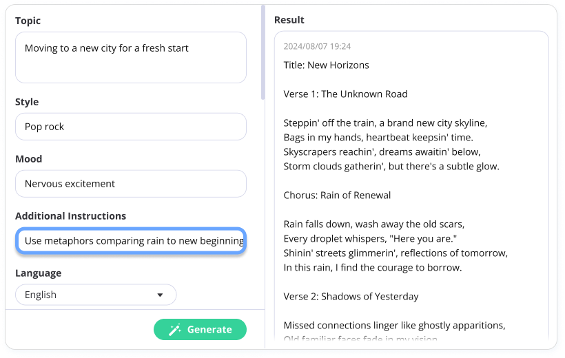 Lyrics Generator - Free AI Song Lyrics Maker