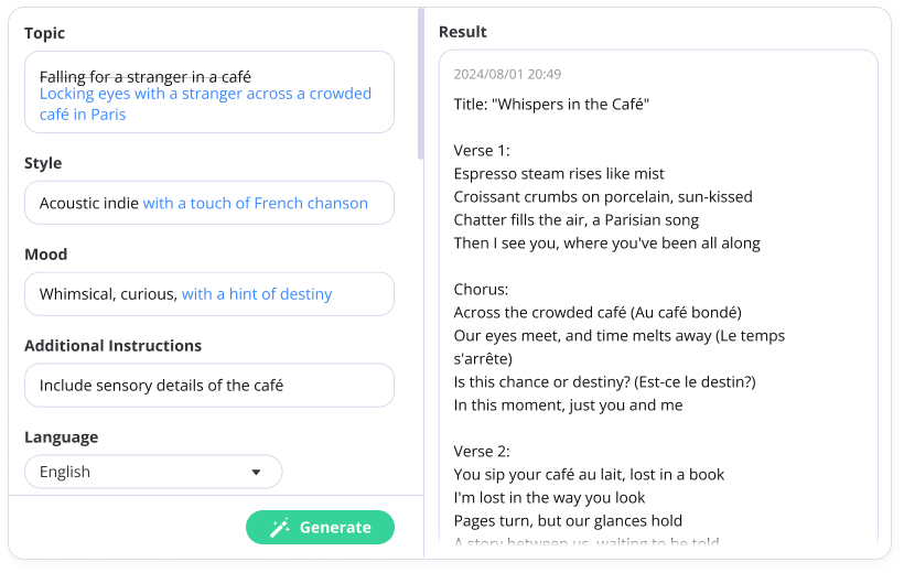 Lyrics Generator - Free AI Song Lyrics Maker